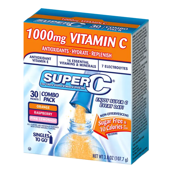 SuperC Singles To Go Orange Vitamin Water Drink Mix